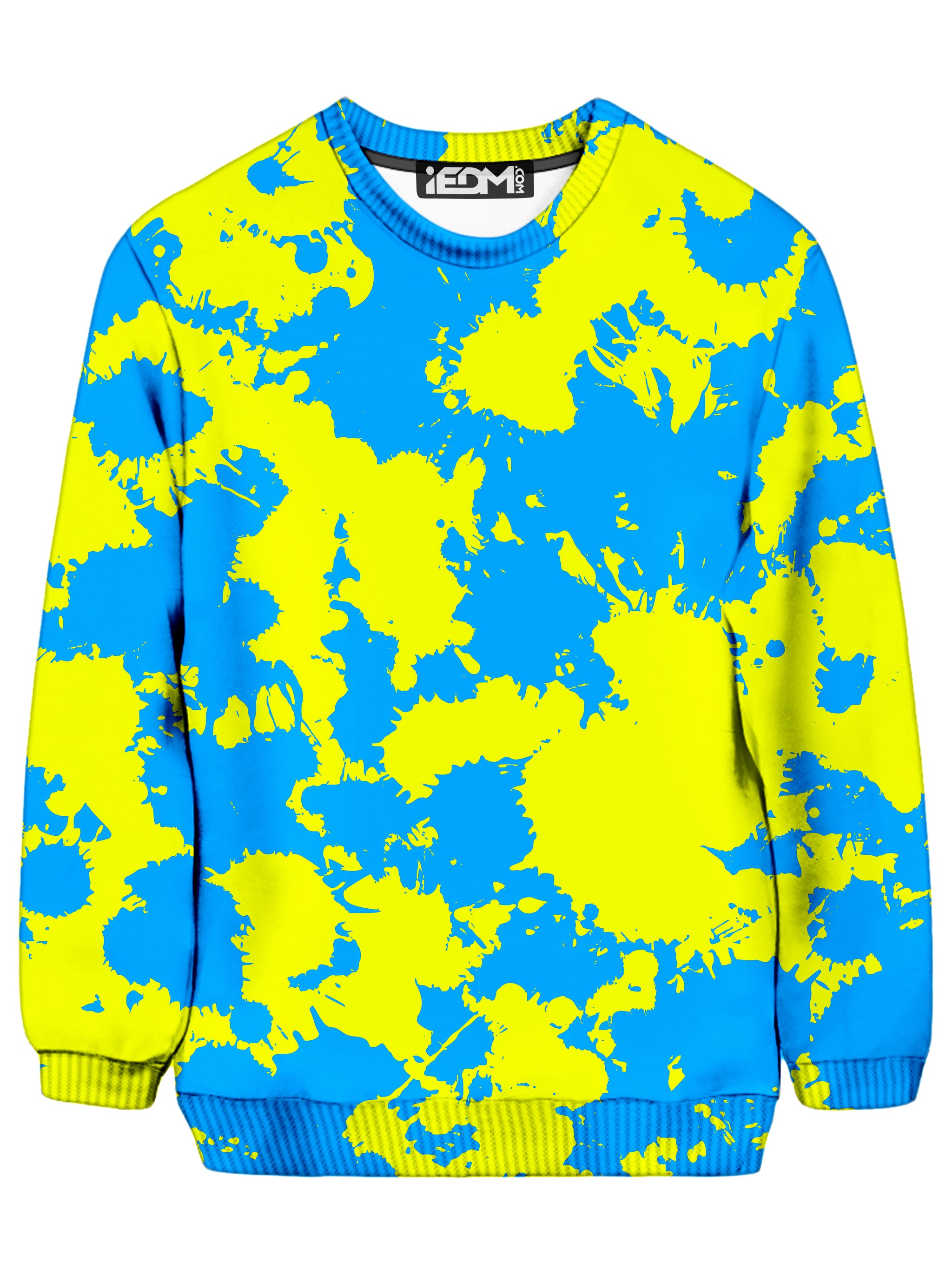 Yellow and Blue Paint Splatter Sweatshirt | iEDM