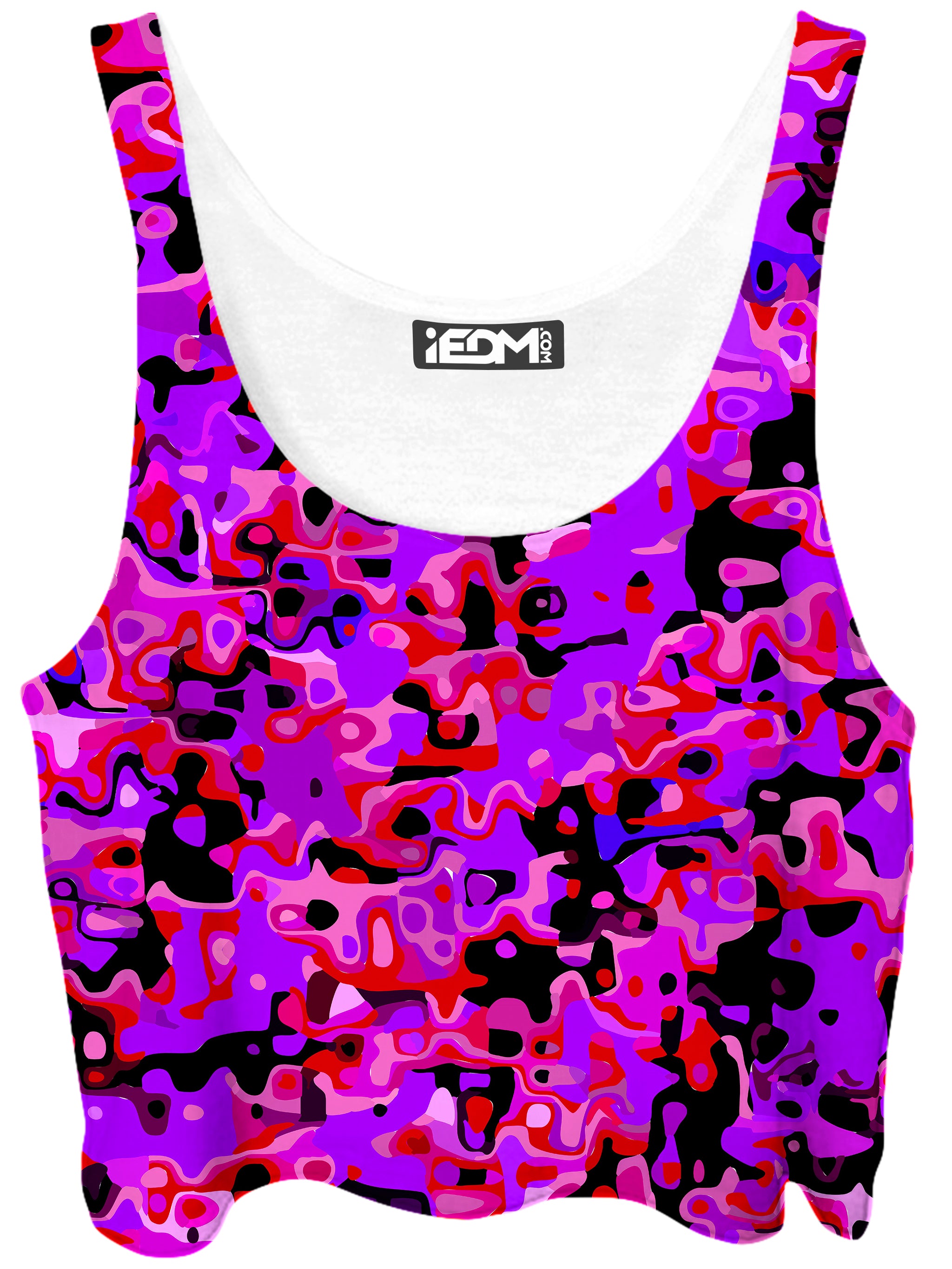 Purple Red and Black Rave Camo Melt Crop Top | iEDM