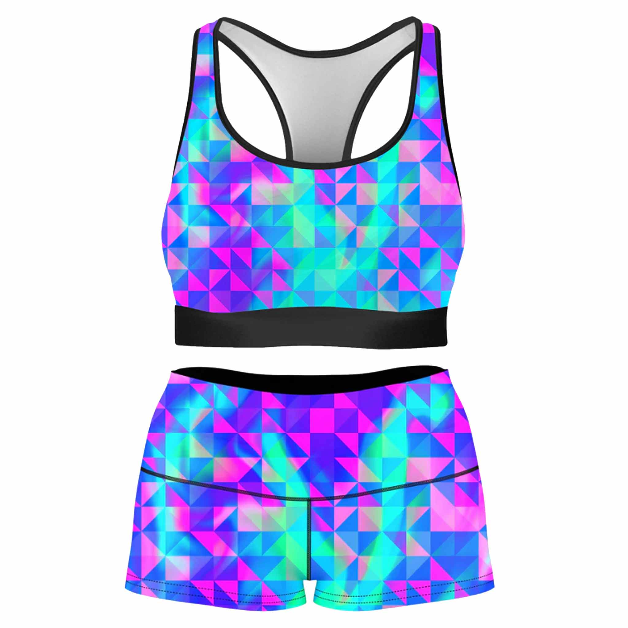 Raspberry Iced Tea Rave Bra and High Waist Booty Shorts Combo | iEDM