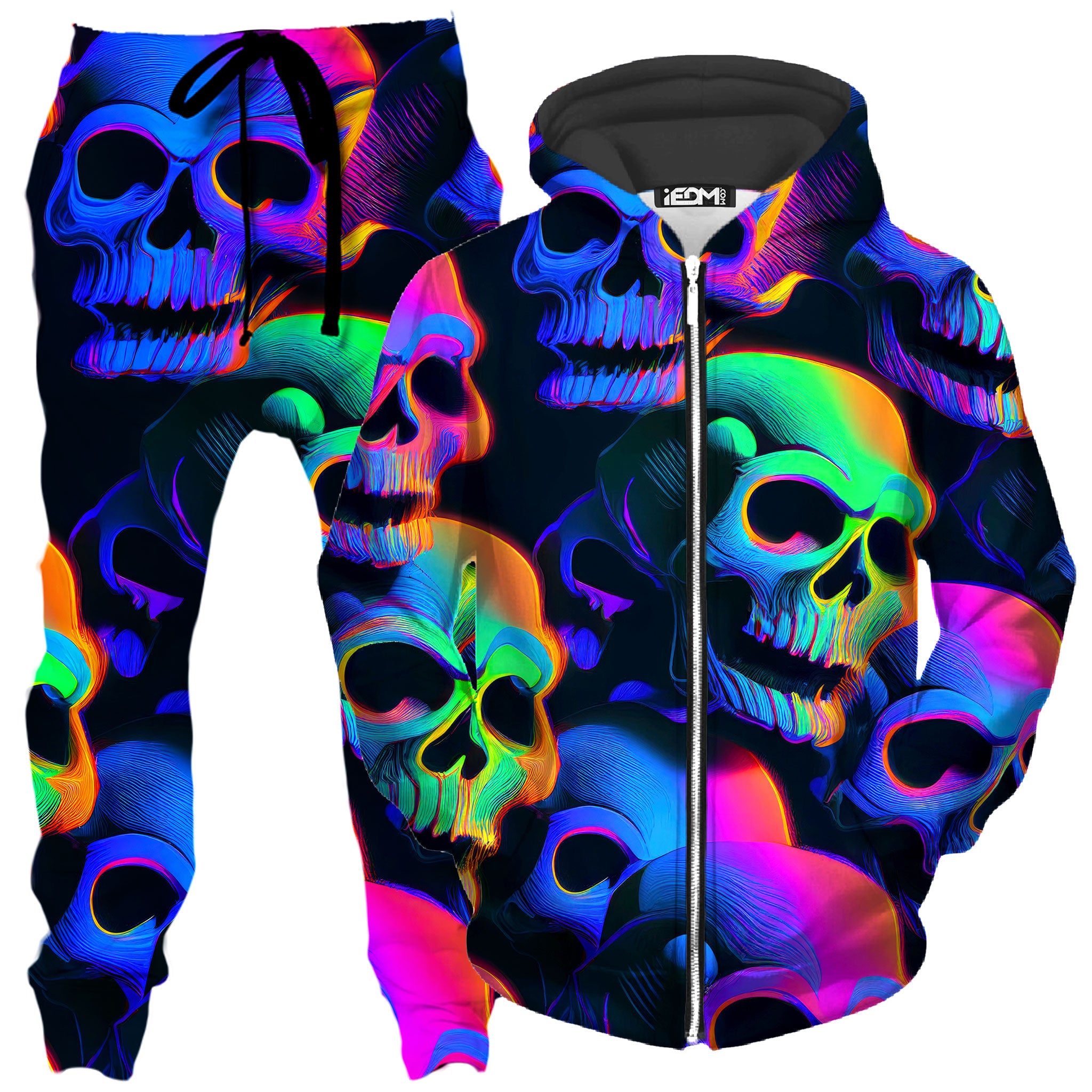 Psychedelic Nightmare Zip-Up Hoodie and Joggers Combo | iEDM