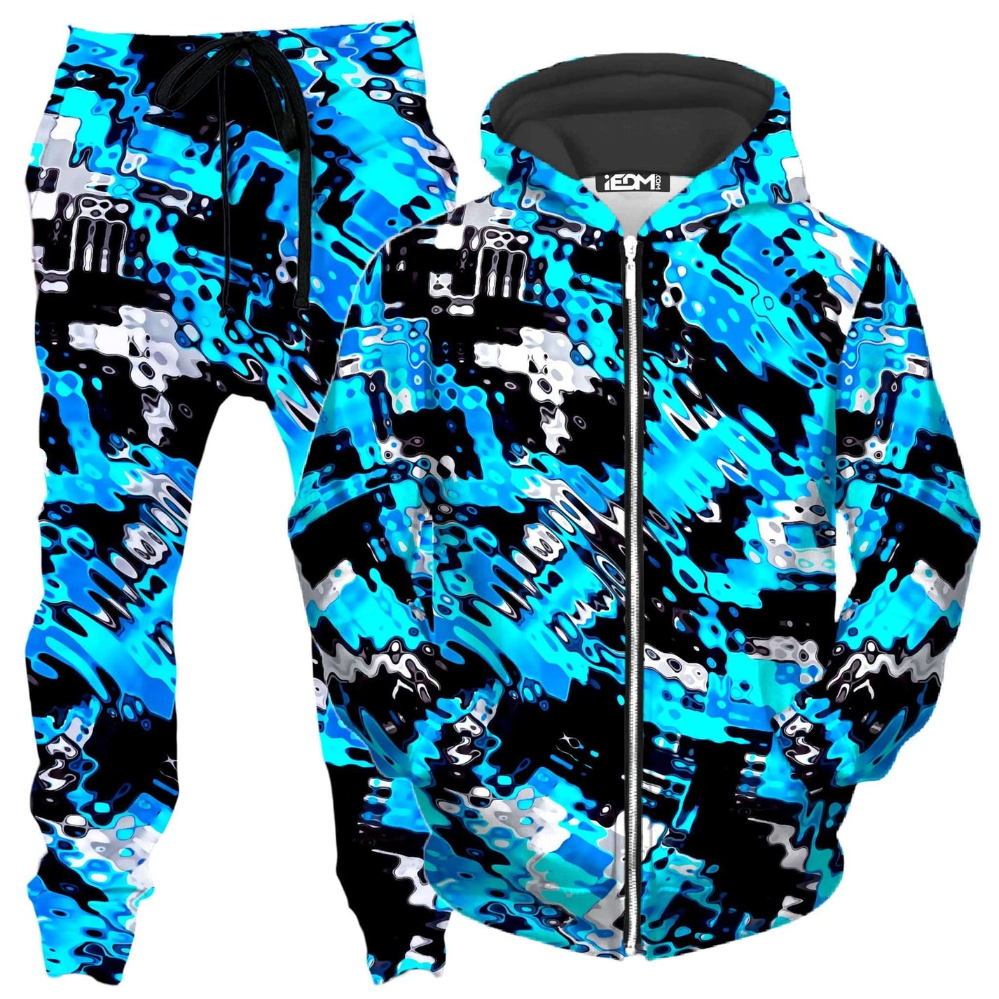 Aqua Rave Zip-Up Hoodie and Joggers Combo | iEDM