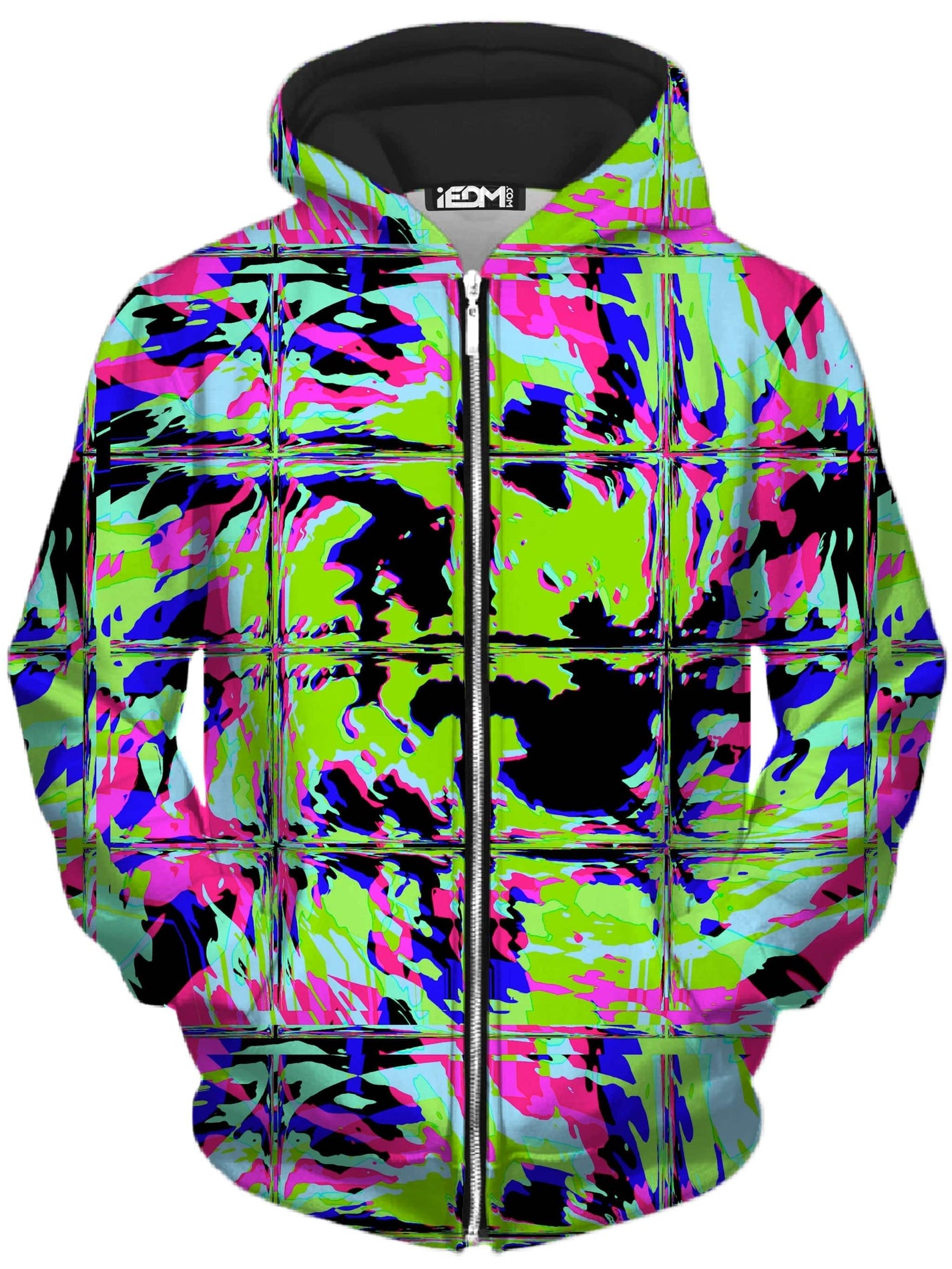 Blacklight Rave Glitch Unisex Zip-Up Hoodie | iEDM