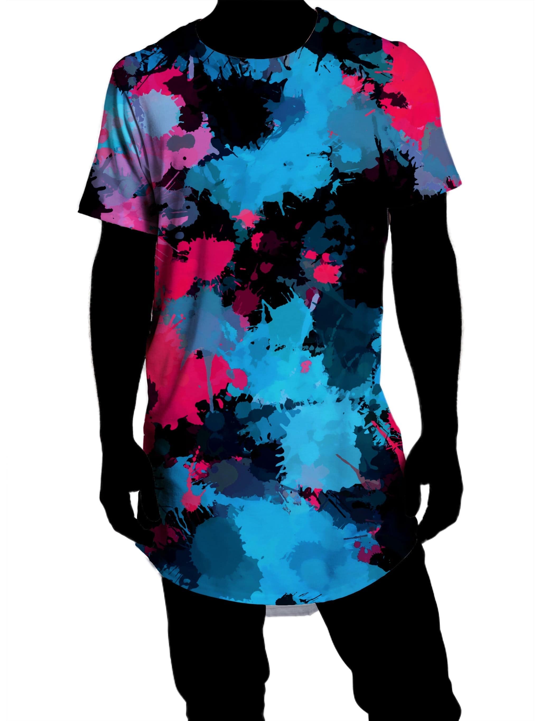 Pink and Blue Paint Splatter Drop Cut T-Shirt – iEDM