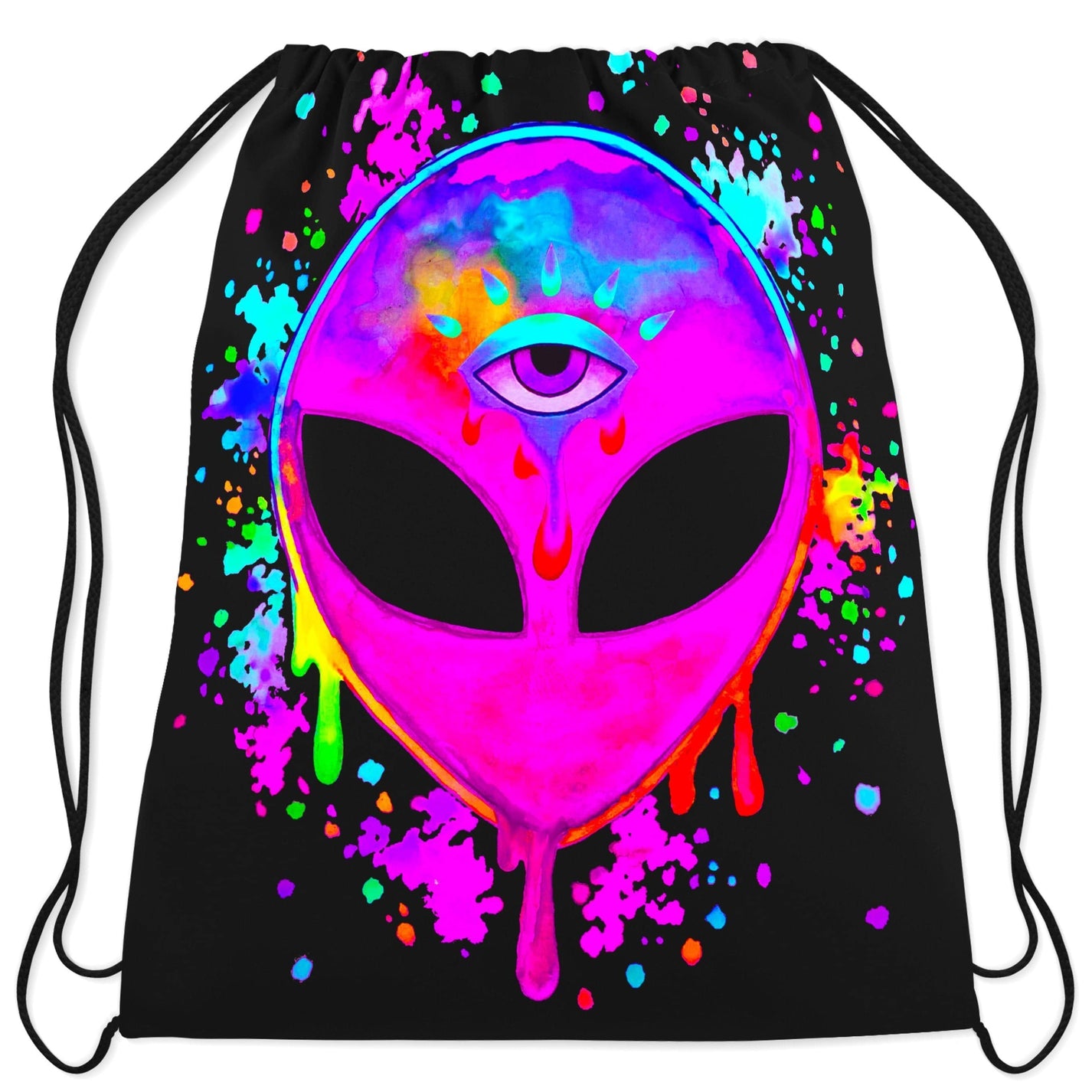 Splatter Alien Pink Drawstring Bag | iEDM