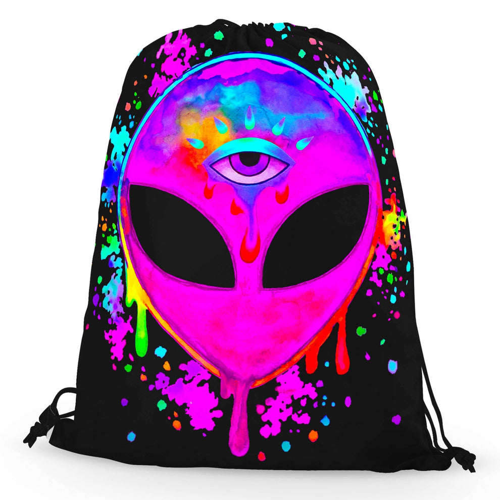 Splatter Alien Pink Drawstring Bag | iEDM