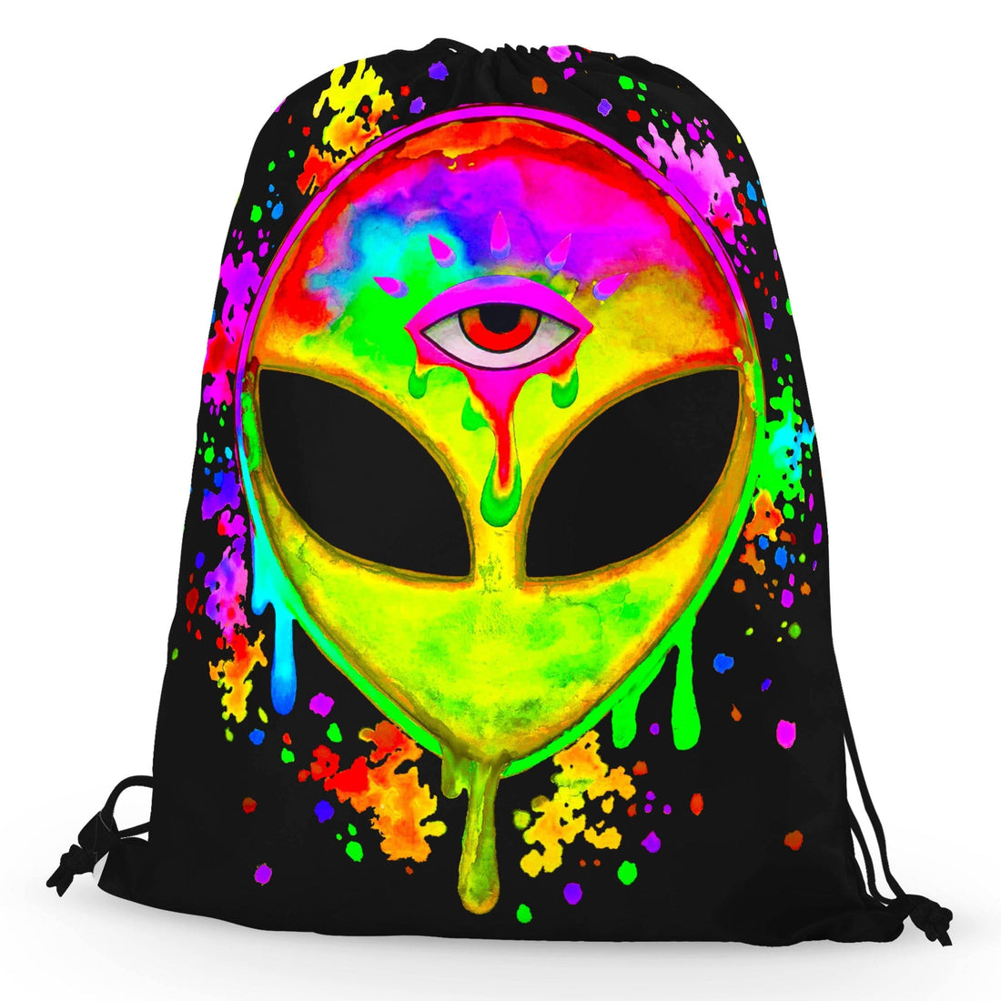 Splatter Alien Yellow Drawstring Bag | iEDM