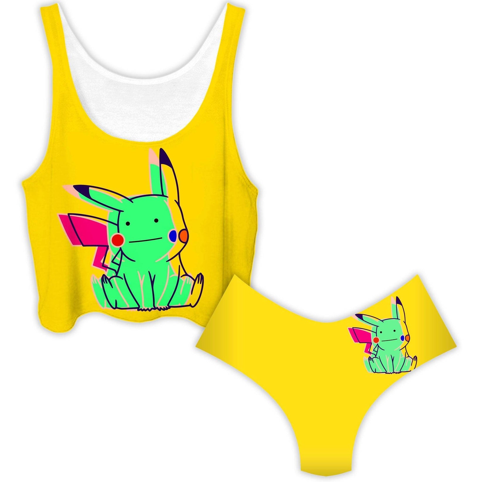 Ditto Pikachu Crop Top and Booty Shorts Combo | iEDM